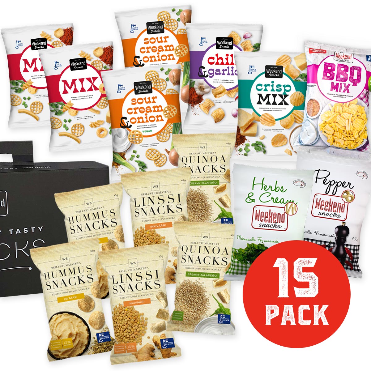 WEEKEND SNACKS TASTING BOX XL [15 pack] - Weekend Snacks